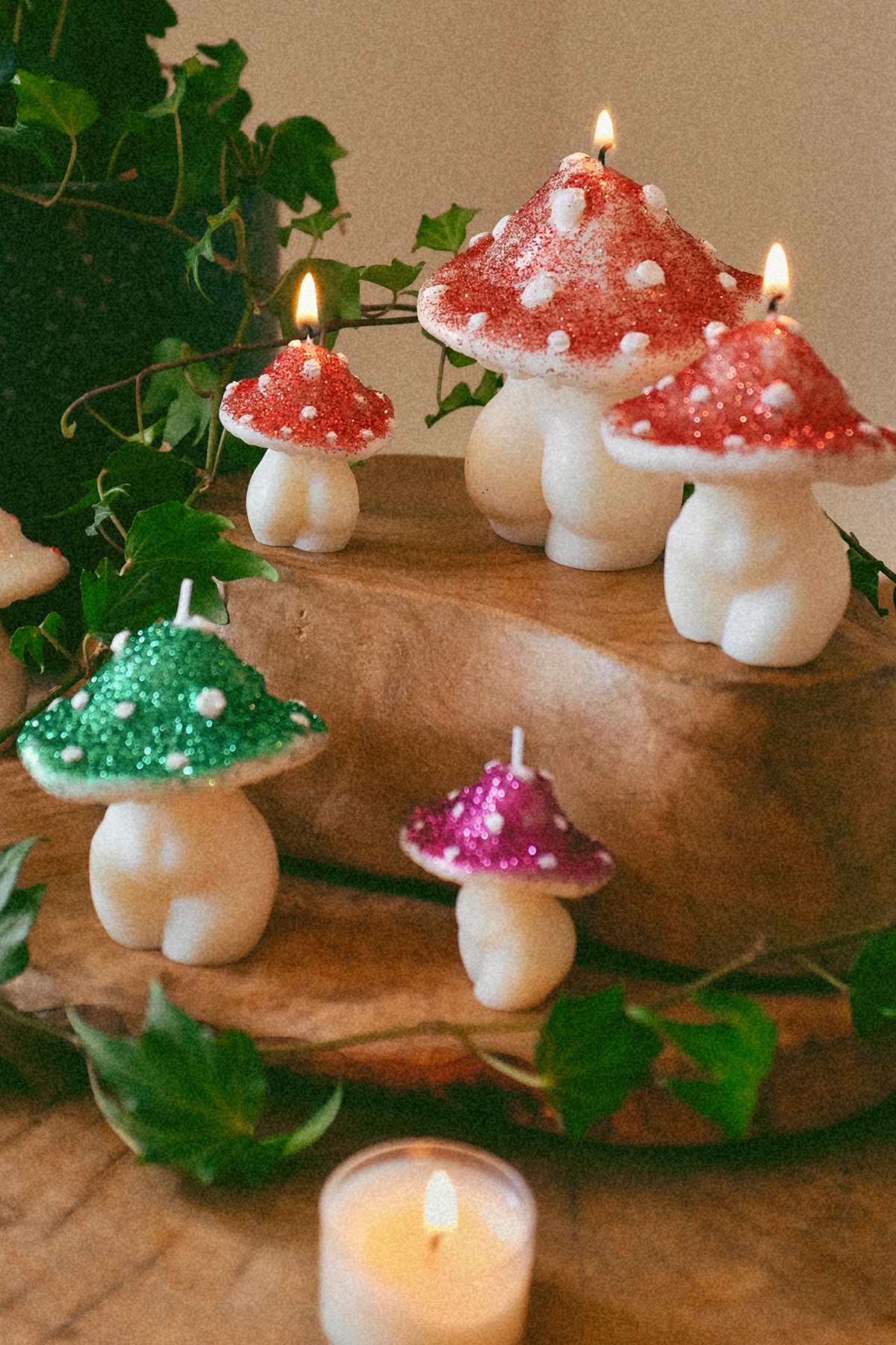Glittery Mushroom Candles - Trio – Interlude Candles